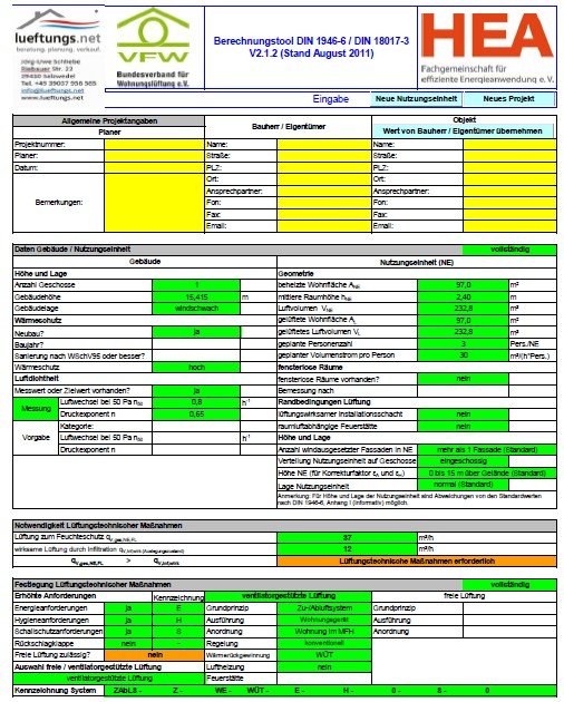 Lüftungsberechnung nach DIN 1946/6 sofort erstellen lasse